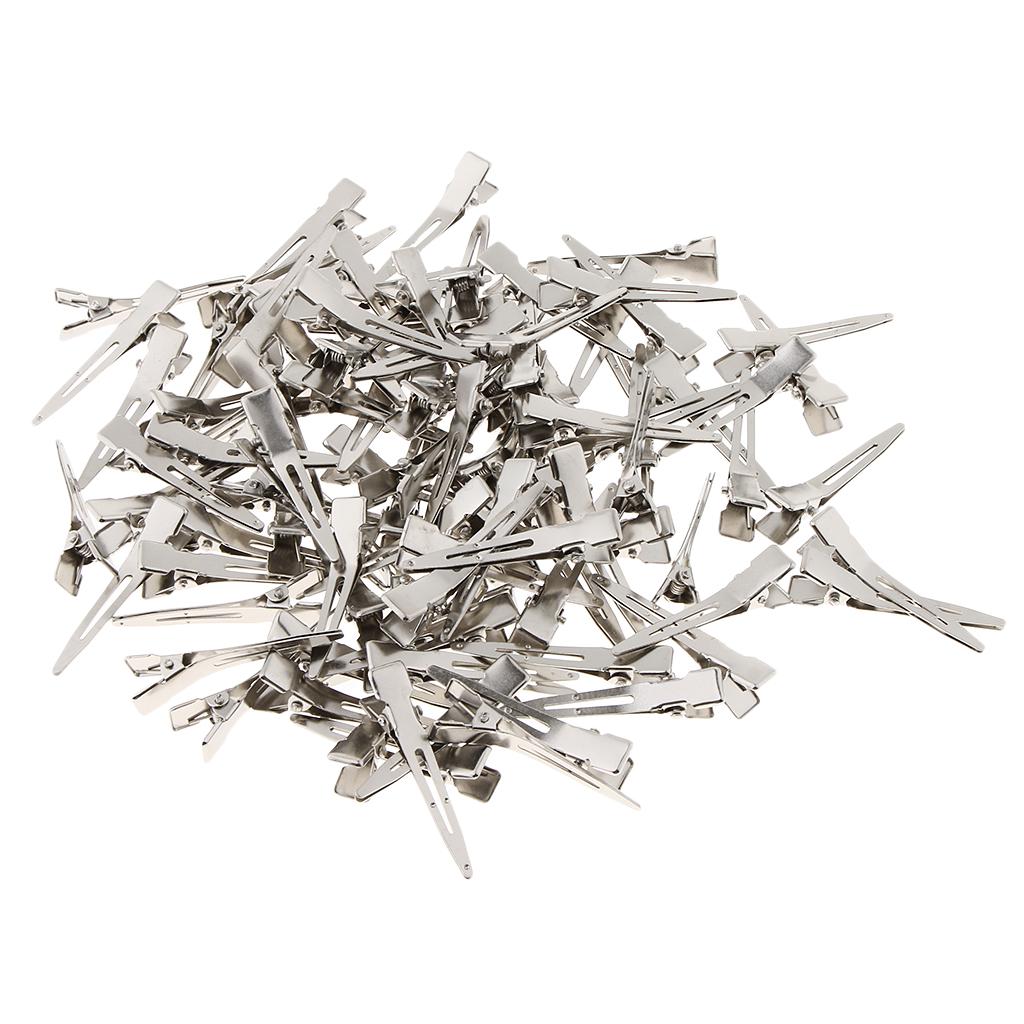 100pcs Single Prong Metal Clips Duck Bill Sectioning Alligator Hair ...