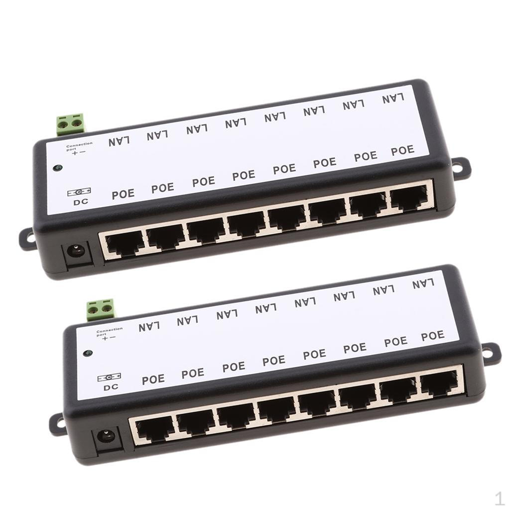 2Pieces 8 POE Ports 1248V Injector Switch Passive Power Supply Module ...