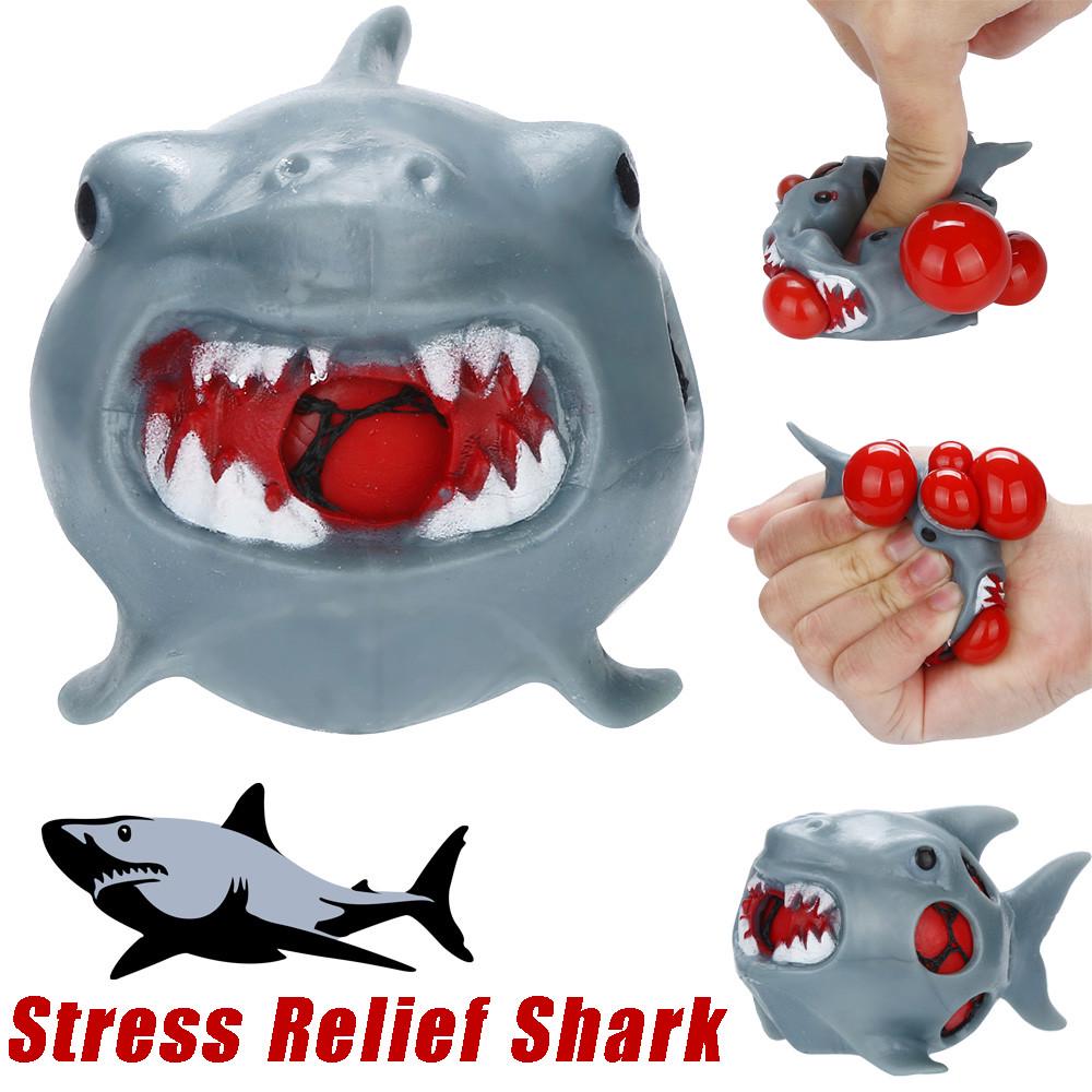 Stress Relief Shark Rubber Mesh Ball Anxiety Pressure Squeeze Grape ...