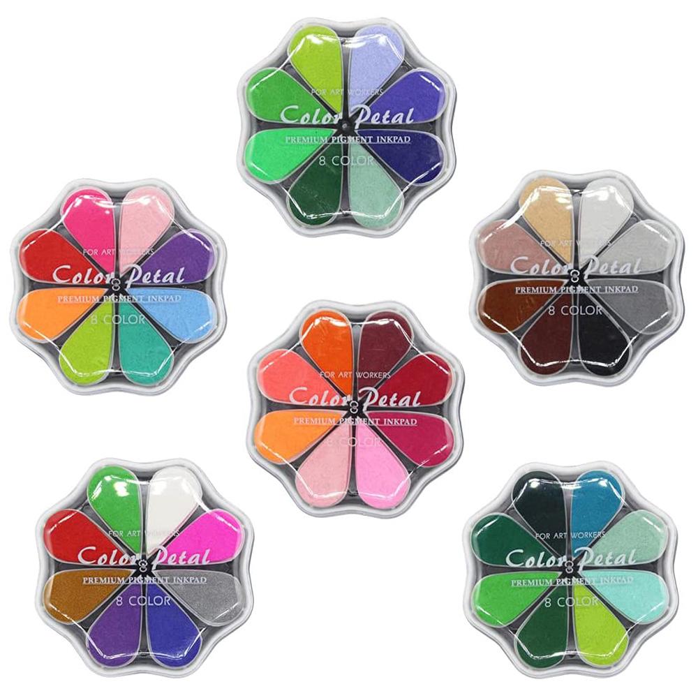 48 Colors Craft Ink Pads, 6 Packs Washable Finger Ink Pads For Paper ...