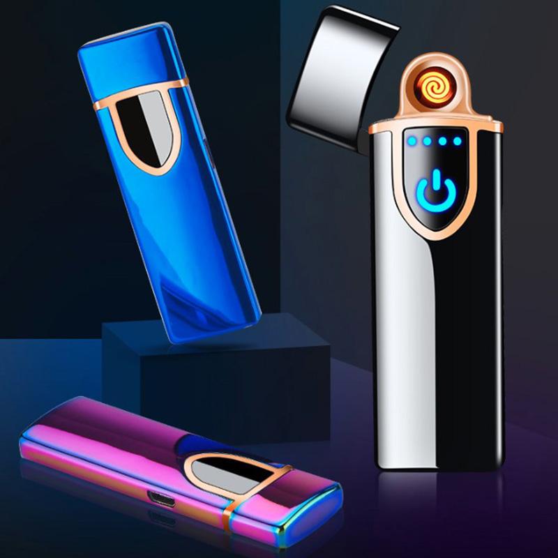 Buy 1PC USB Rechargeable Electric Touch Sensor Metal Cigarette Lighter ...