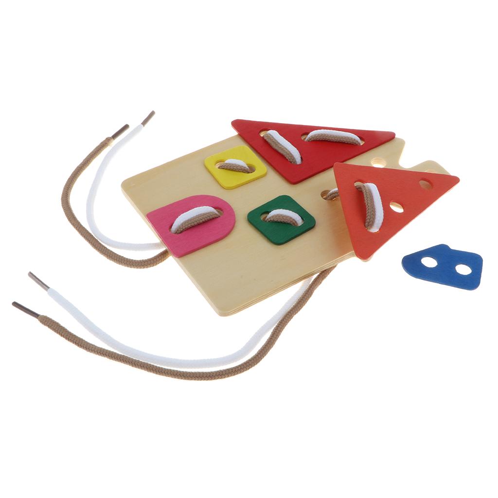 Buy Wooden Threading Board Kids Lacing Toy Educational Activity Laces ...