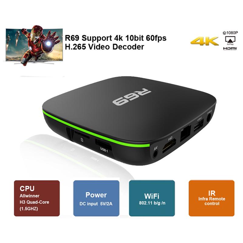 Buy R69 Android 7.1 Smart TV Box Quad Core WIFI H3 4K 3D Movies Media ...
