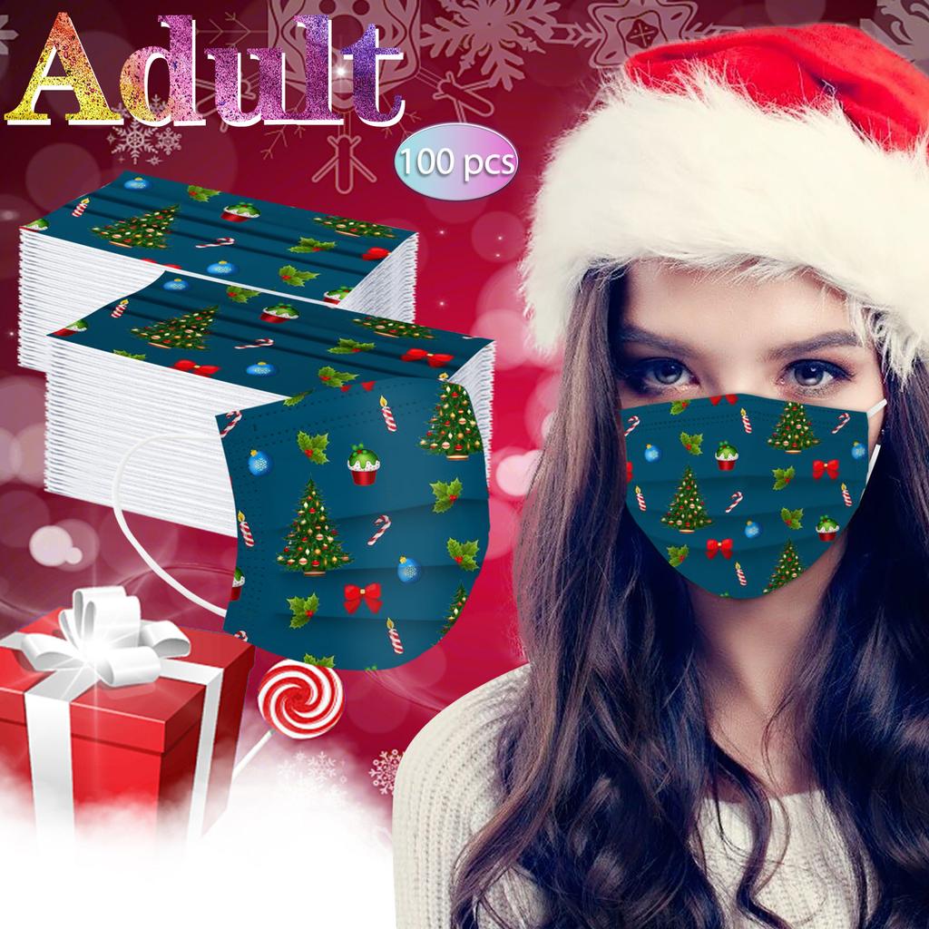 Buy Disposable Unisex Printed Christmas Soft Masks For Adults 3-Layer ...