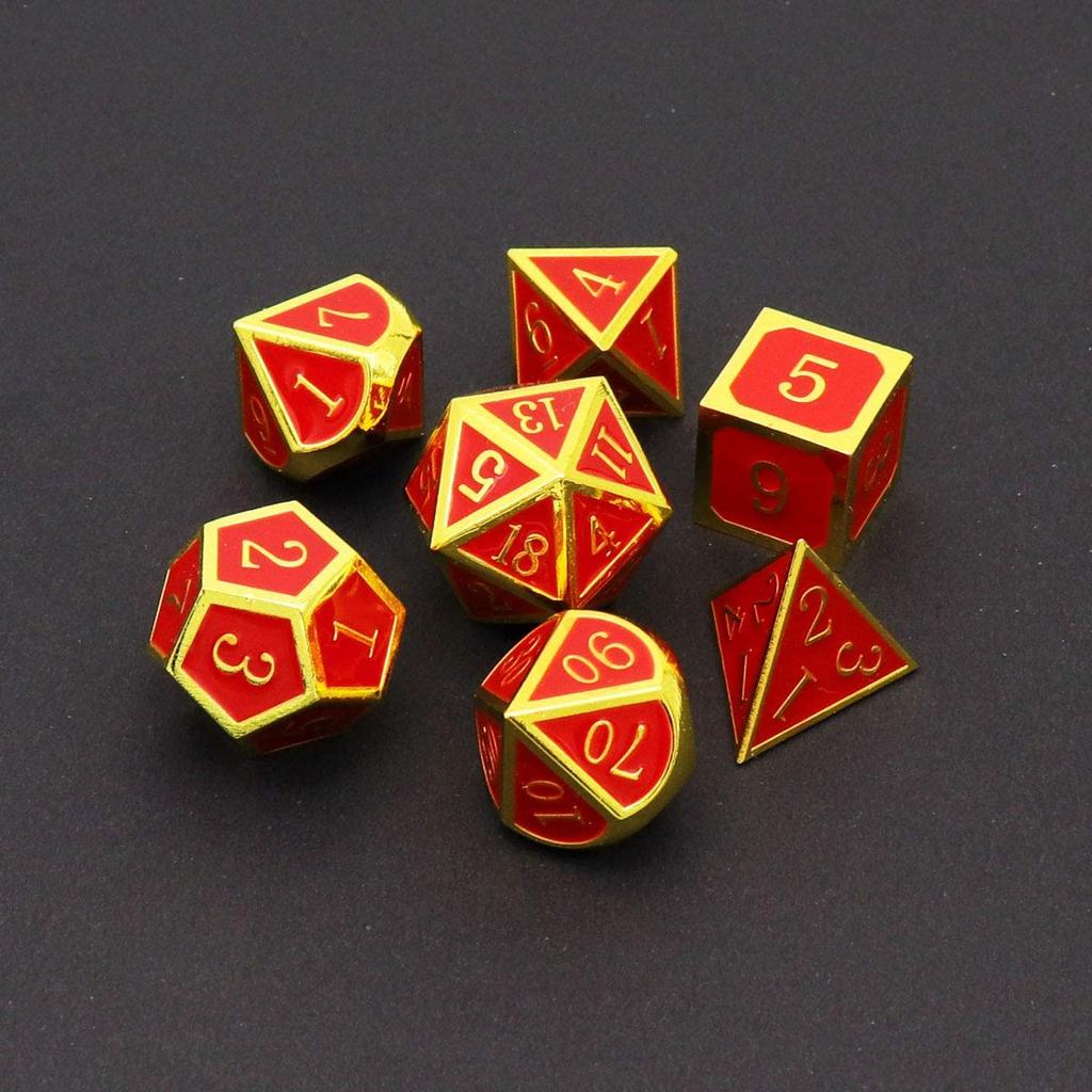 Haxtec Metal Dice Set D&D Silver Navy Blue Metal Polyhedral DND Dice ...