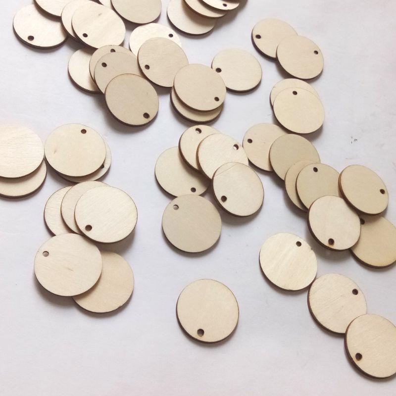 Buy 50pcs Unfinished Round Wooden Discs Ornament Embellishments Home ...