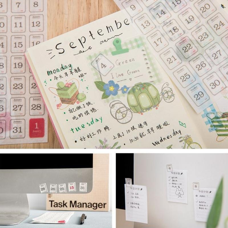 Buy DIY Sticker 12 Sheets 365 Days Calendar Washi Label Daily Planner ...