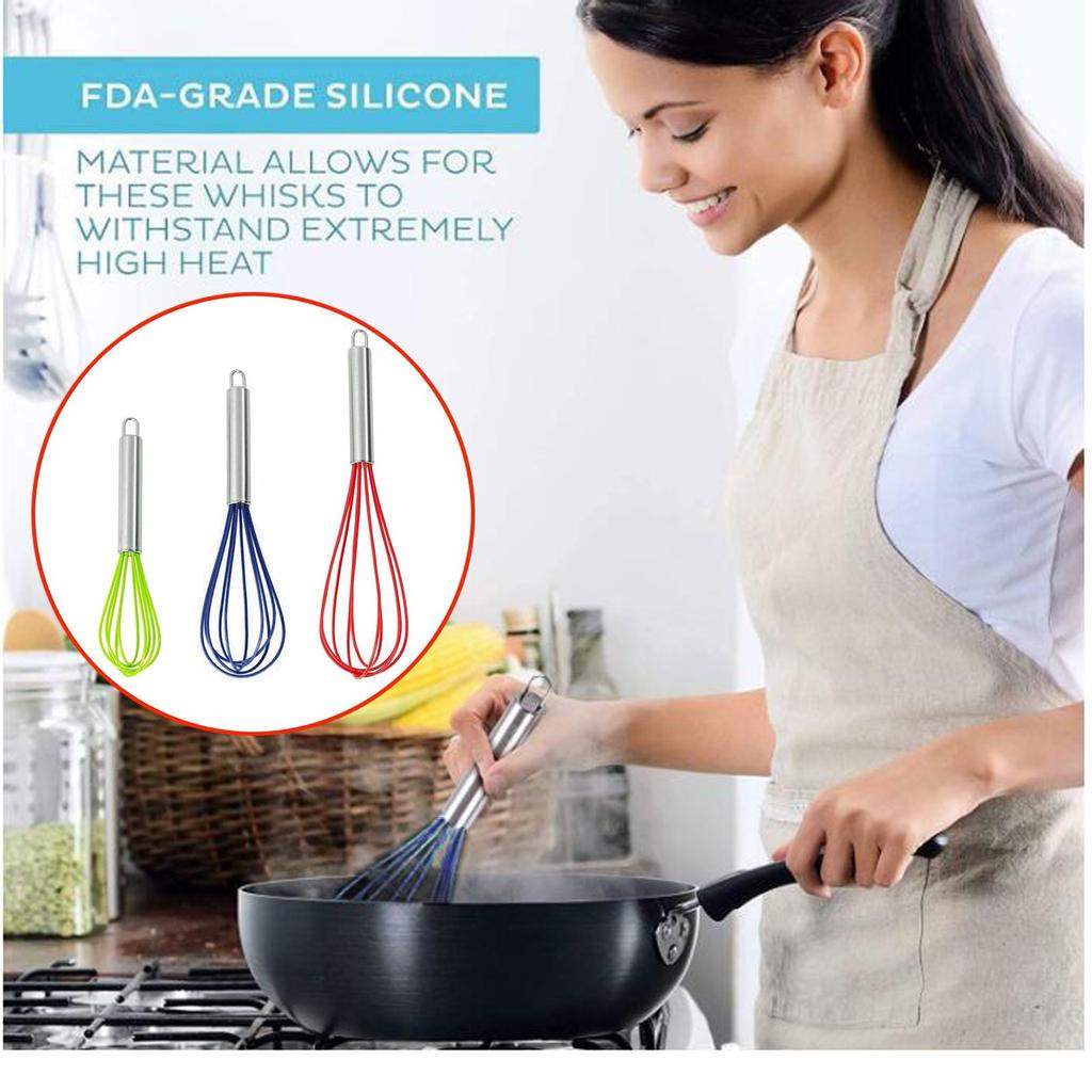 5 Pack Mini Silicone Whisks Rubber Cooking Whisk Stainless Steel ...