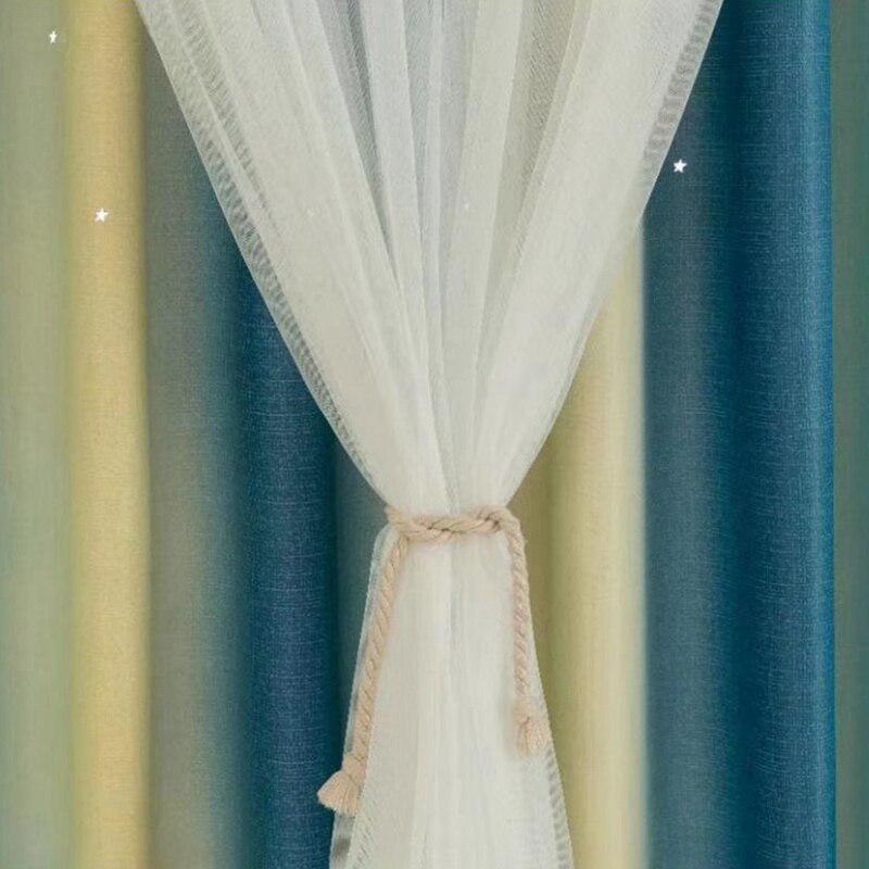 Buy Hollowed Out Stars Blackout Curtain Double-Layer Shading Window ...
