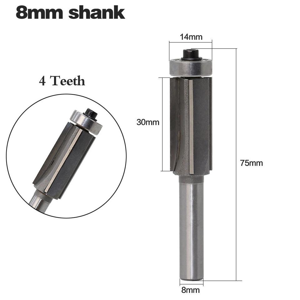 Buy Woodworking 8mm Shank 4 Teeth Flush Trim Pattern Router Cutter Bit ...