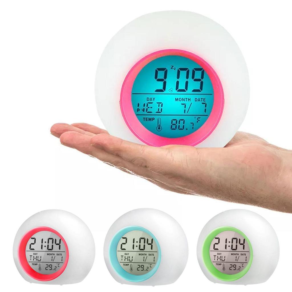 Satın alın Kids Digital Alarm Clock 7 Colors Changing Light Night Gift ...