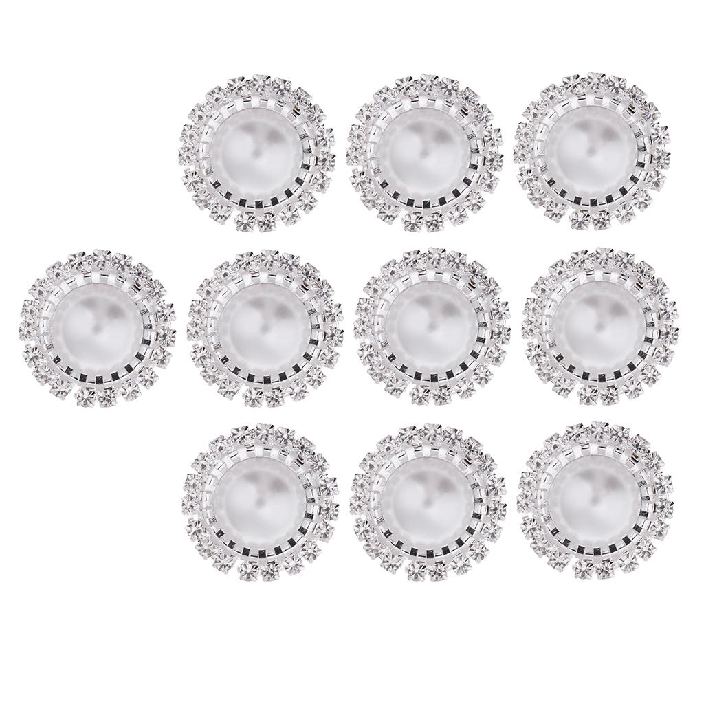 Buy 10 Pieces Round Acrylic Pearl Rhinestone Flatback Buttons White at ...