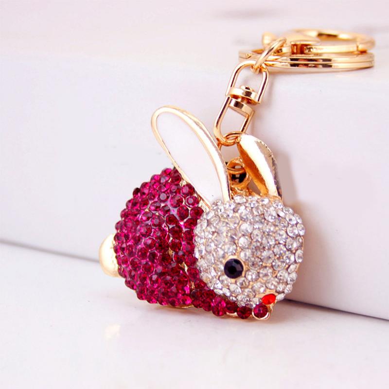 Buy Cute Rhinestone Big Ears Rabbit Key Chain Keychain Ladies Bags ...
