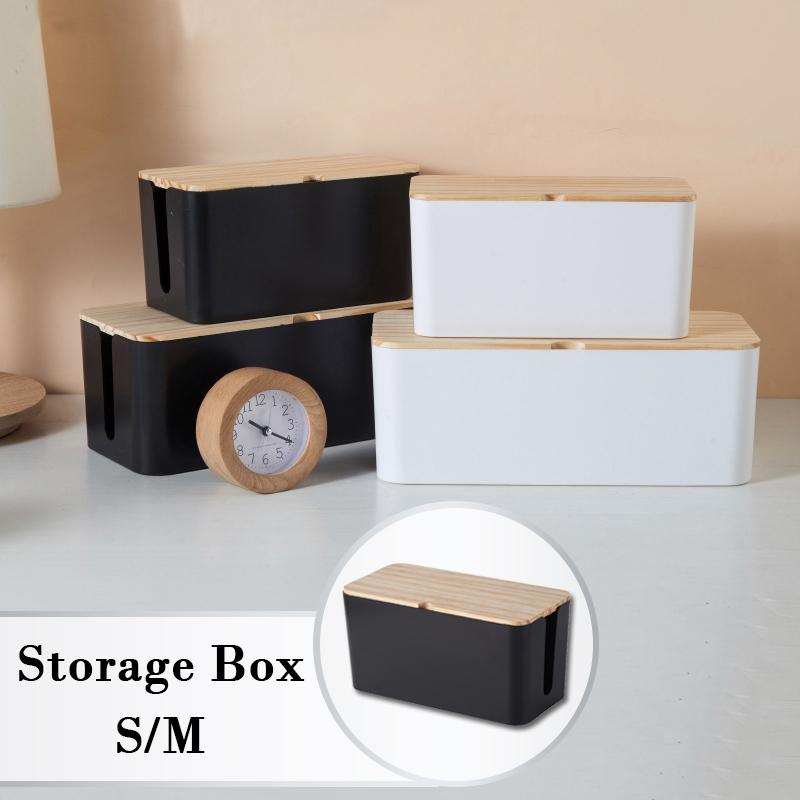 Buy 1PC Creative Storage Box Plastic Anti Dust Wooden Cover Power Line ...