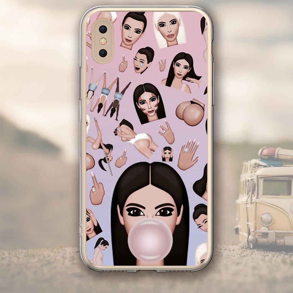 Funny Kimoji Face Printed Soft TPU Phone Case For iPhone 12Pro 11Pro XS ...