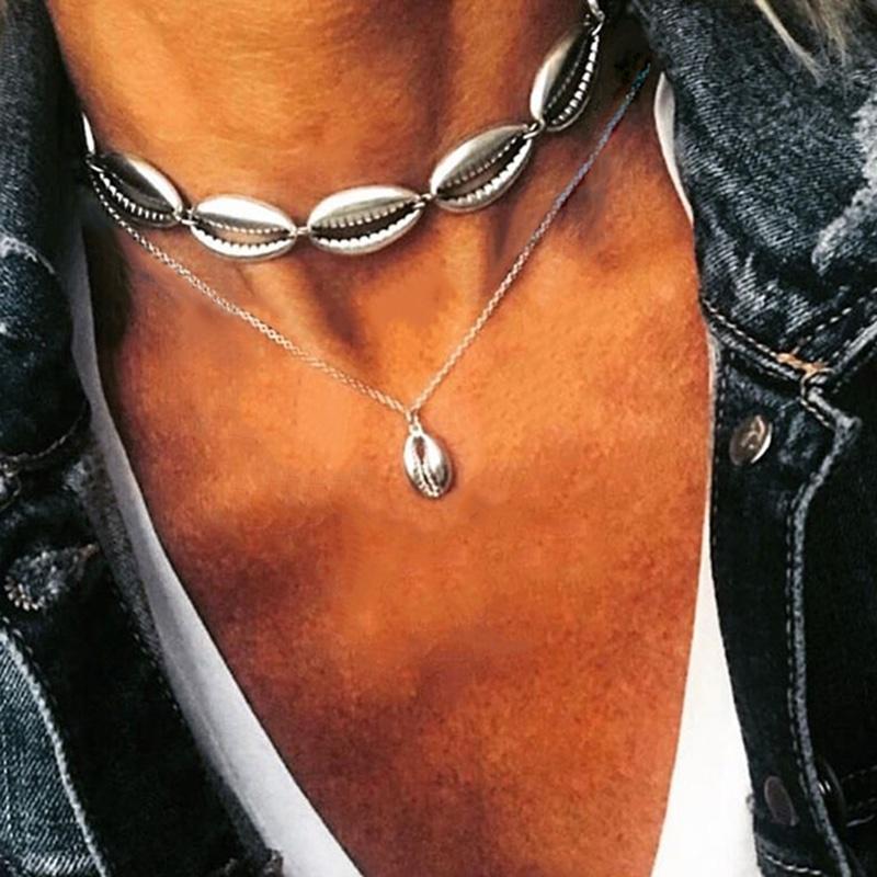 Boho Fashion Conch Shell Pendant Chain Necklace Choker for Women Beach ...