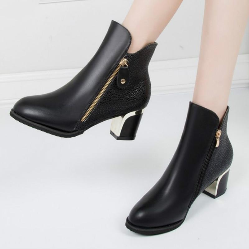 Cheap Women's Fashion Side Zipper Ankle Boots Pointed High Quality ...