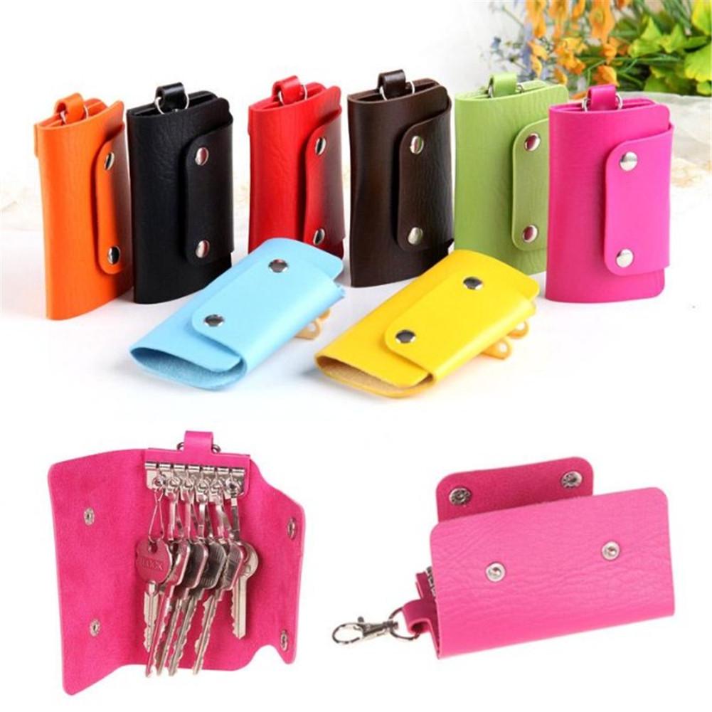 Buy Hot 1 PC Leather Housekeeper Holders Car Keychain Key Holder Bag ...