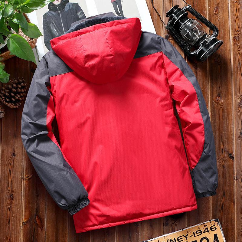Buy Winter Outdoor Jacket Men's Warm Cotton Coat Plus Velvet Thickened ...
