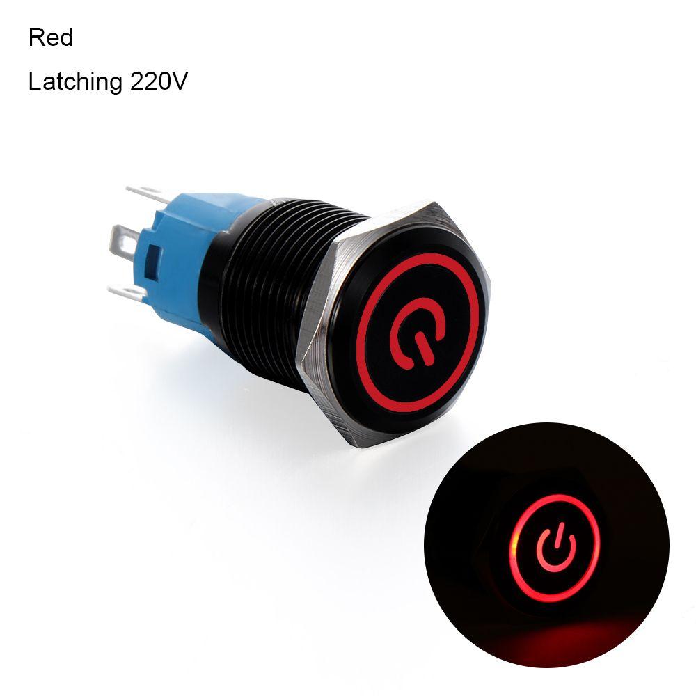 Buy New 16mm 5V 12V 24V 220V Ring Metal Push Button LED Light Momentary ...