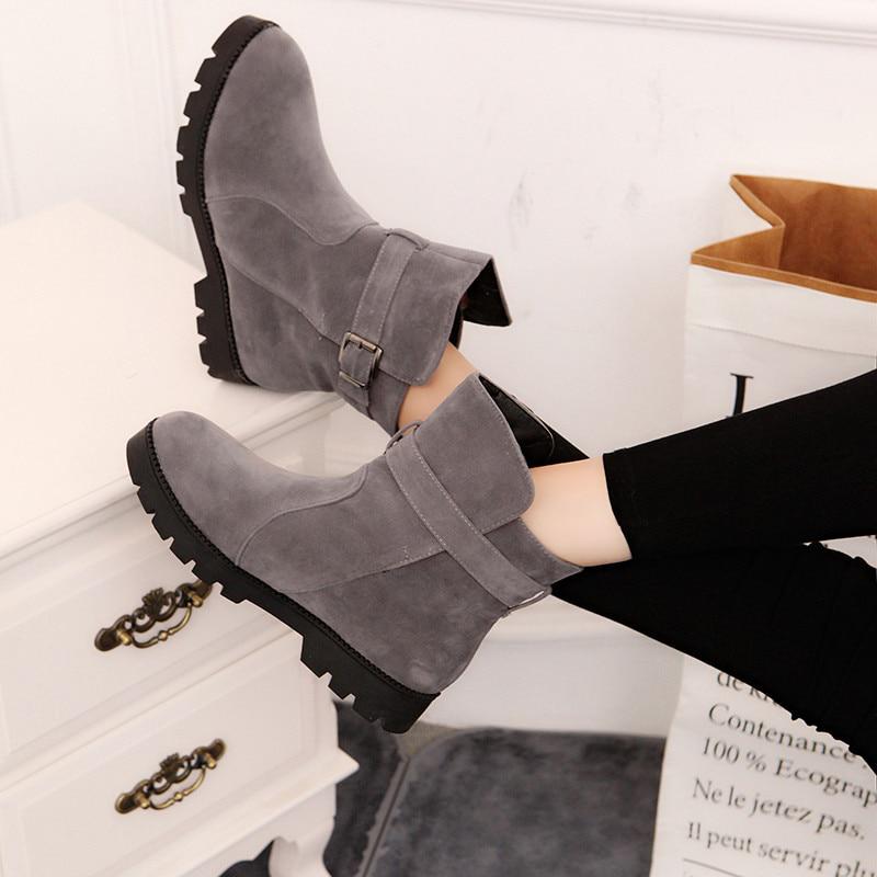 Women Snow Genuine Leather Ankle Boots Retro Lady Flat Shoes Warm Fur ...