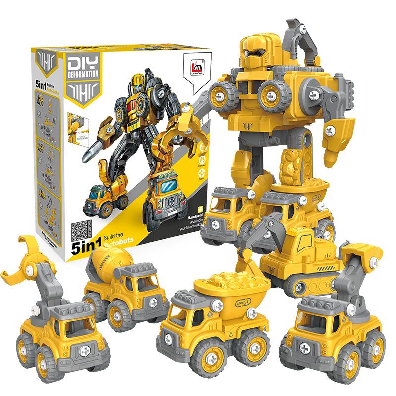 Buy 5 in 1 Transformer Toys, STEM Take Apart Robot Toys, Rescue Bots ...
