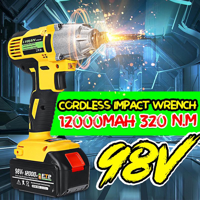 Buy 110-240V 320N.m 12000mAh Cordless Electric Power Impact Wrench ...