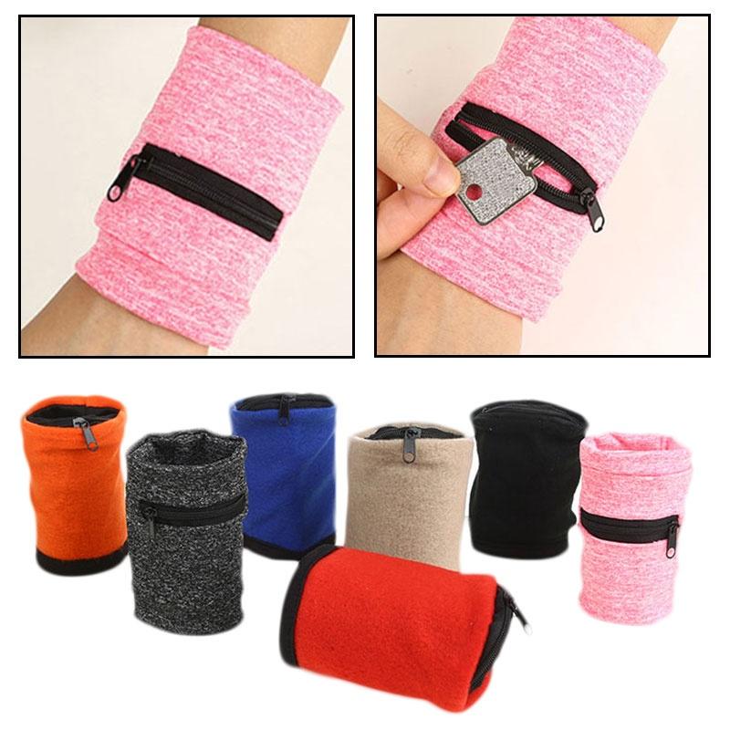 Buy Zipper Sweatband Wristband Pocket Wrist Wallet for Running/Walking ...