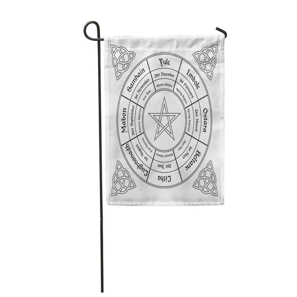 Buy Pagan Wheel of The Year Wiccan Calendar Altar Annual Garden Flag ...
