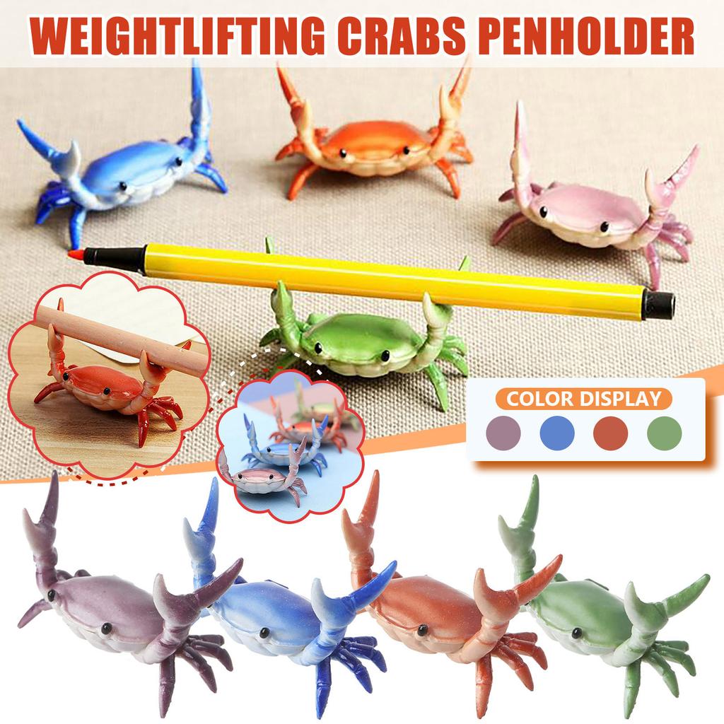 Buy [tot] Creative Cute Crab Pen Holder Weightlifting Crabs Penholder ...