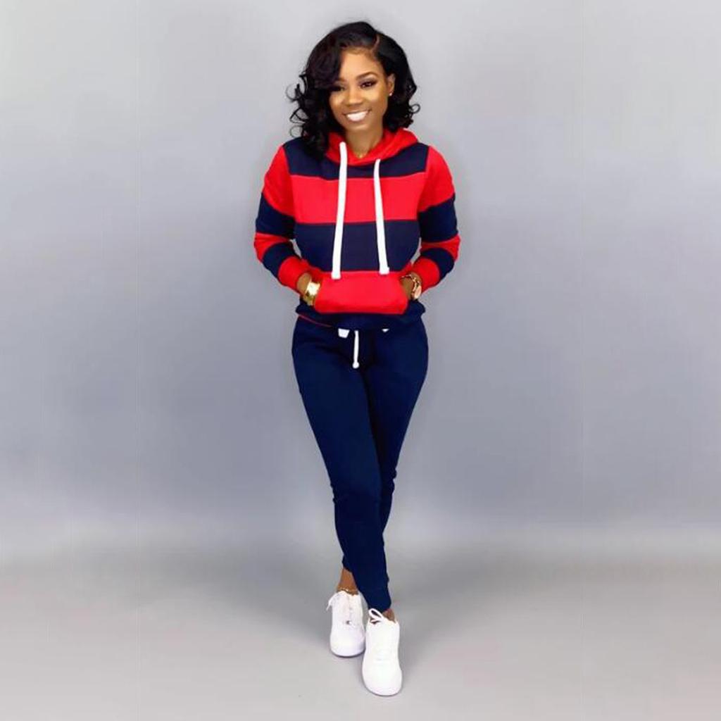 Buy Winter Tracksuit Women 2 Piece Set Print Hoodies+Pants Sportwear ...