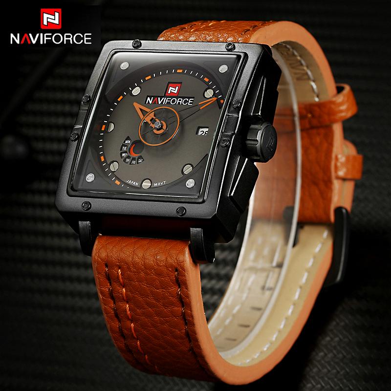 Buy NAVIFORCE Men Watch Casual Quartz Watch Leather Sport Relogio Clock ...