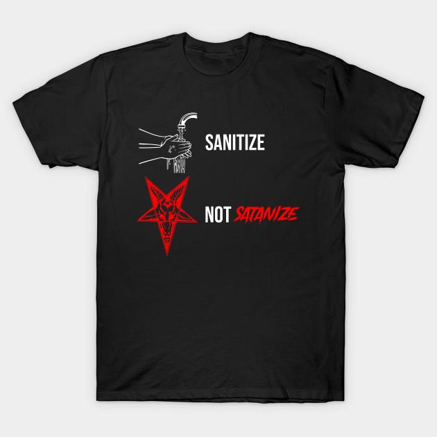 Buy Men Black Print T-shirt Super Large TShirt sanitize not satanize No ...