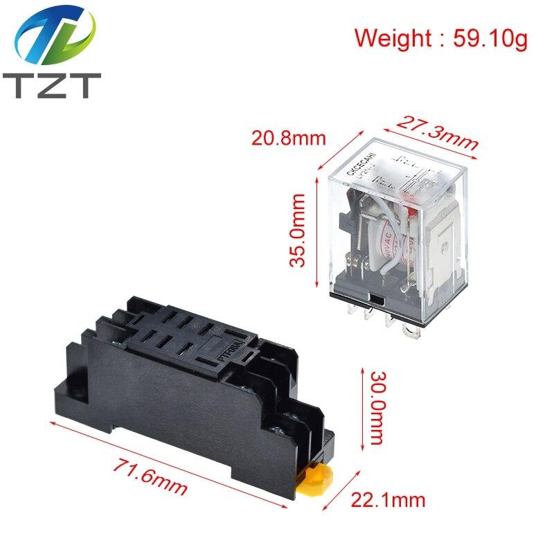 TZT 12V 24V DC 110V 220V AC Coil Power Relay LY2NJ DPDT 8 Pin HH62P JQX-13F With Socket Base OK ...