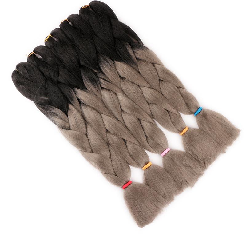 Buy 24inch Synthetic Braids, two-color tri-color gradient pigtail wig ...