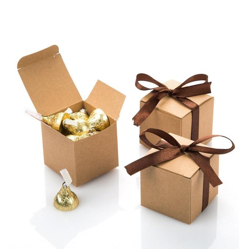 Buy 50pcs Square Sweety Candy Boxes With Ribbon Princess Gifts Cookie ...