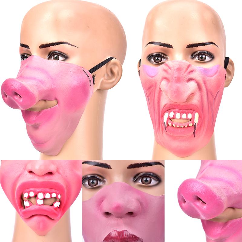 💰Kjøp Half Face Comedy Funny Character Mask Buck Hen Latex Party Mask ...