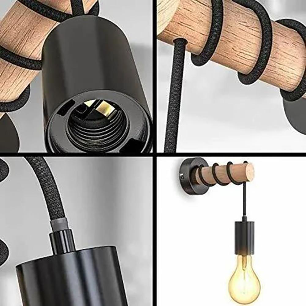 Applique murale en bois Sconce Wall Light Fixture E27 Lampe de chevet ...
