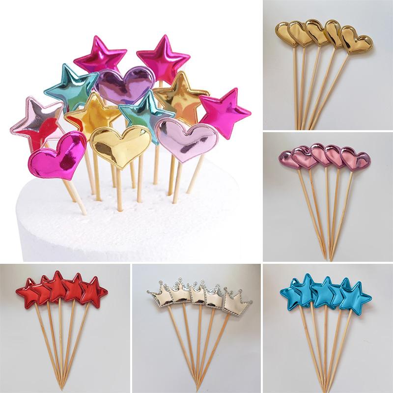 Buy 5Pcs Cake Decor Party Decoration PU Birthday Sticks Cake Toppers ...