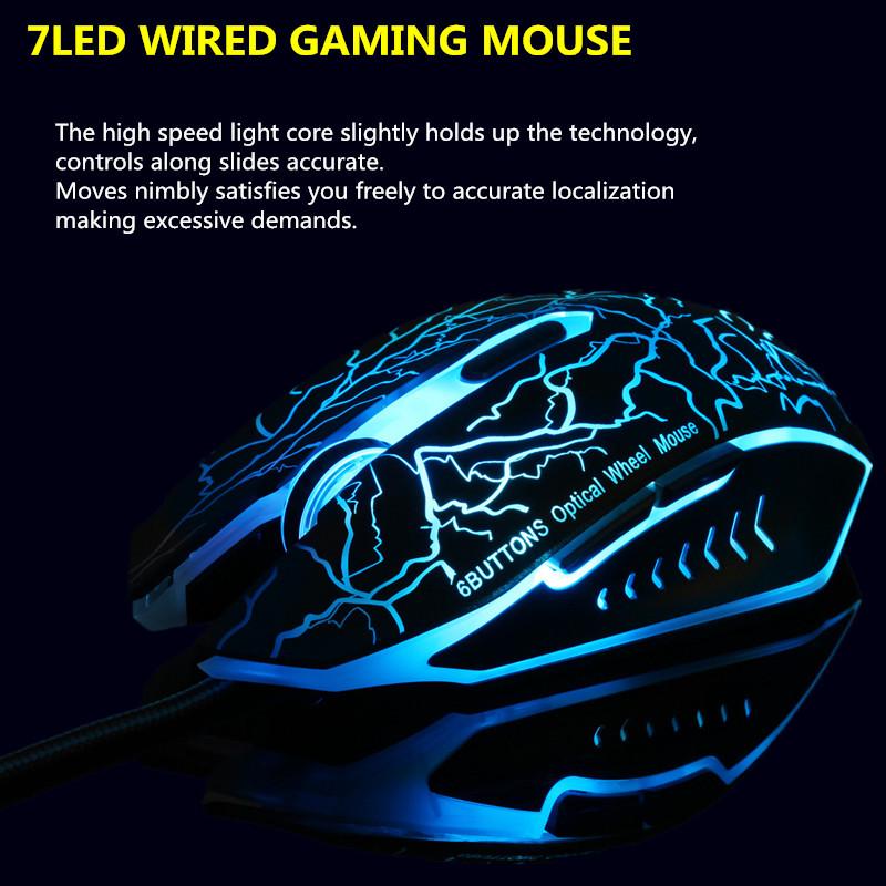 7 LED Colorful Optical 3200DPI 6 Buttons USB Wired Gaming Mouse Mice For PC Laptop Computer-buy ...