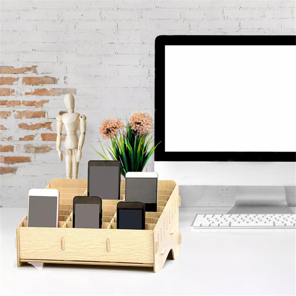 Buy Wooden Mobile Phone Management Storage Box Creative Desktop Office ...