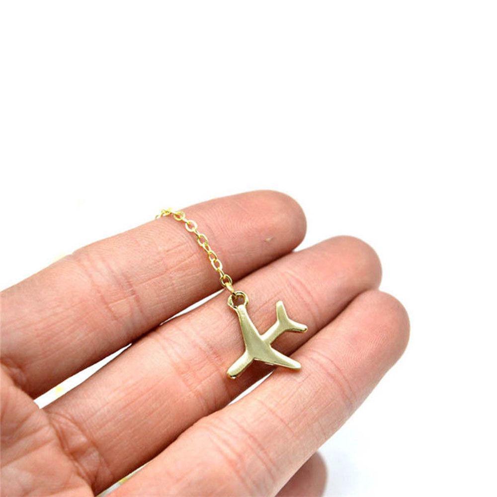 Buy Lucky Unisex Gold Airplane Pendant Necklace Chain Fashioned at ...