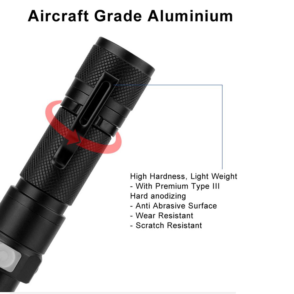 Buy USB Rechargeable Flashlight Super Bright Pocket Sized CREE LED ...