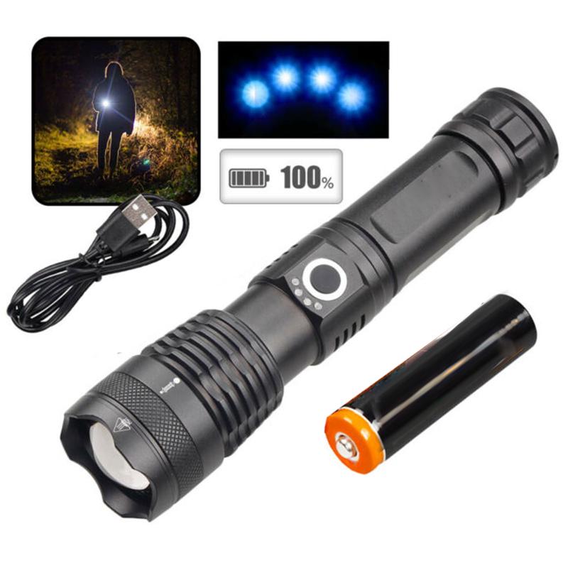 500000 Ultra Bright Flashlight XHP50 5 Mode LED USB Rechargeable Torch ...