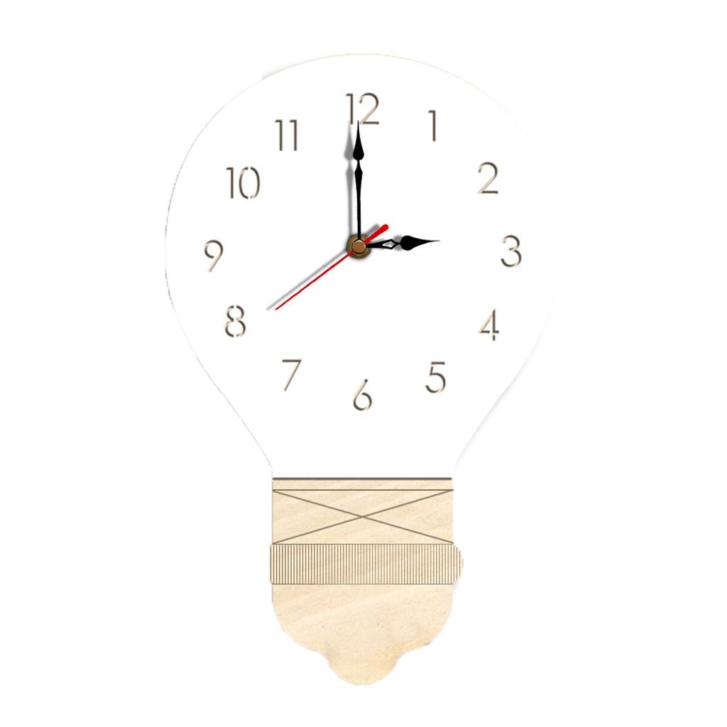 Buy Nordic Style Light Bulb Wall Clock Silent Wooden Clock for Home ...