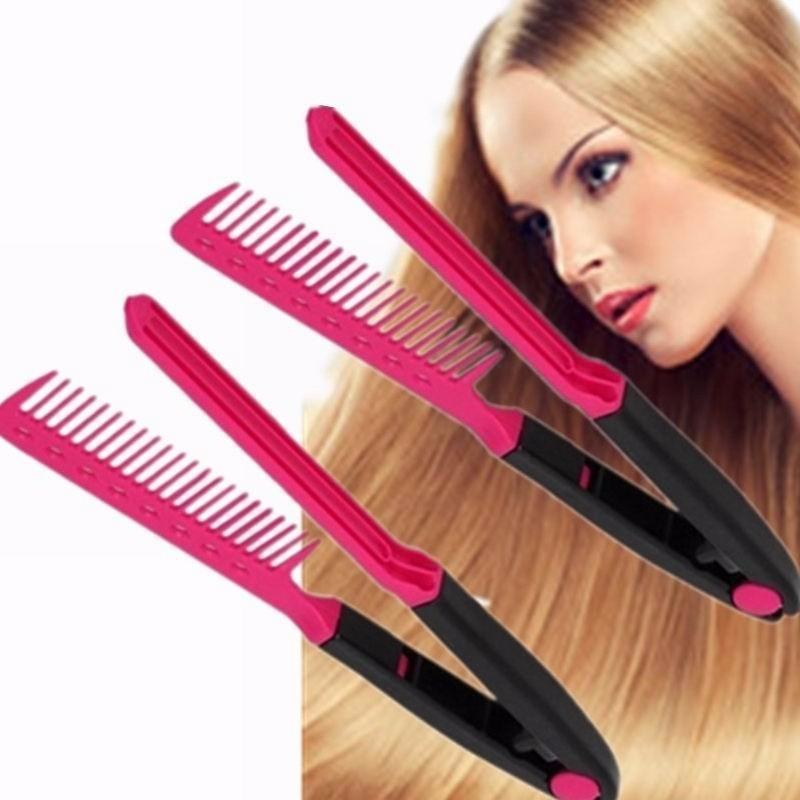 Buy Creative Pro Lady Hairdressing V Shape Straightener Clamp Comb Hair ...