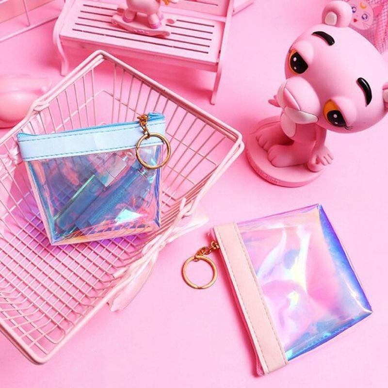 Buy Cute Girl Transparent Laser Coin Purses Silica Gel Purse Holder Kid ...
