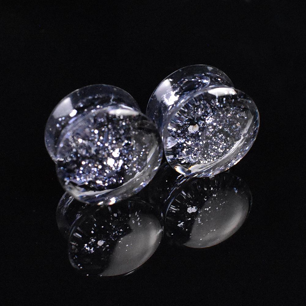 Cheap 2Pcs Metallic Sequins Acrylic Ear Tunnels Plugs Double Flared Ear ...