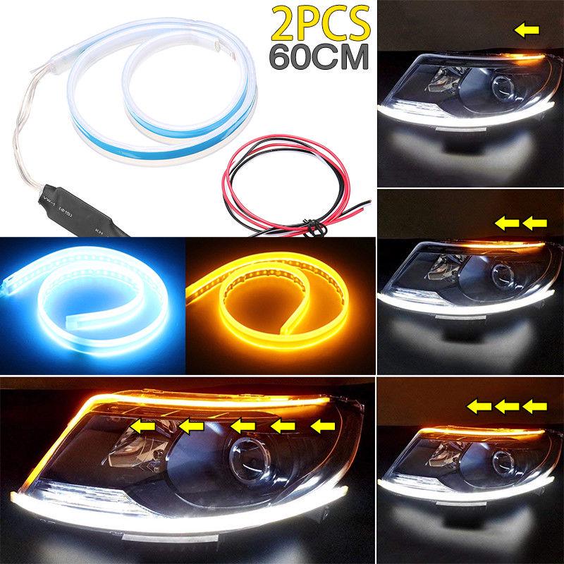 Buy 2X 60Cm Led Switchback Headlight Sequential Drl Light Strip Tube ...