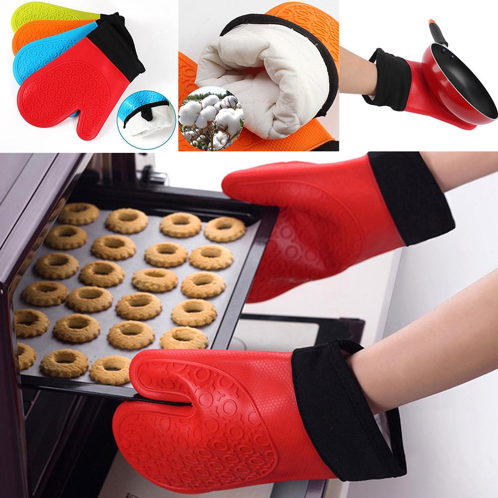 Buy 1Pcs Silicone Cotton Heat Resistant Gloves Pot Holders For Kitchen ...